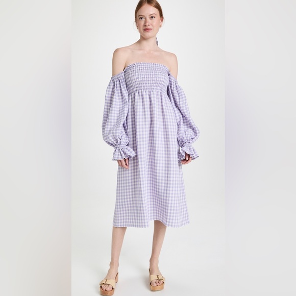 Sleeper | Dresses | Sleeper Atlanta Linen Dress In Lavender Vichy ...